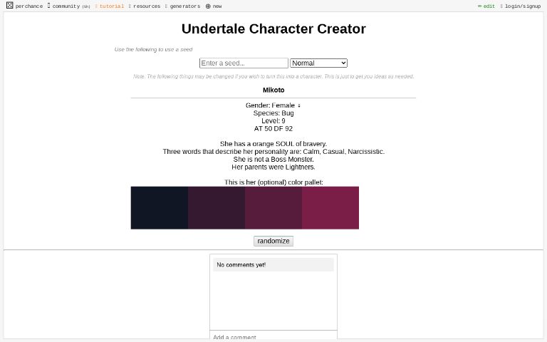 Undertale Character Creator ― Perchance Generator