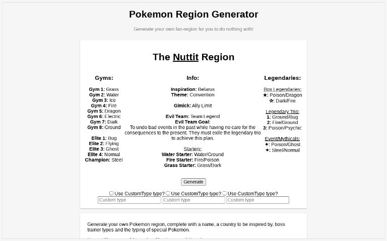 Pokemon Region Generator