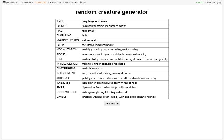 random creature generator