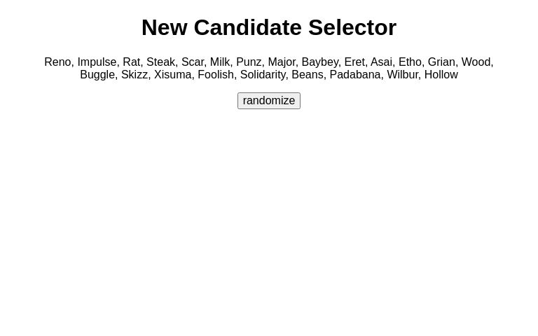 New Candidate Selector ― Perchance Generator