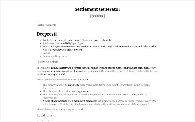 Settlement Generator