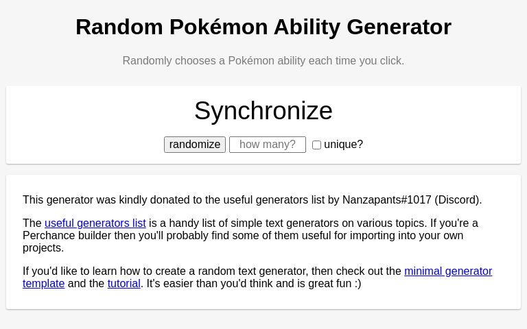 Random Pokémon Ability Generator