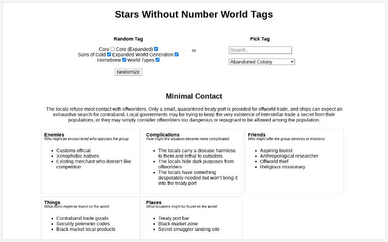 Stars Without Number World Tags ― Perchance Generator