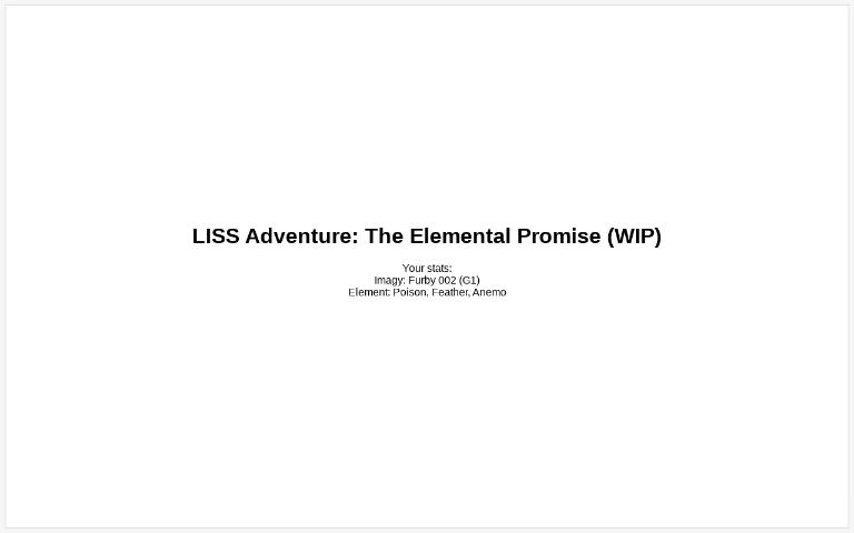 LISS Adventure: The Elemental Promise (WIP) ― Perchance Generator