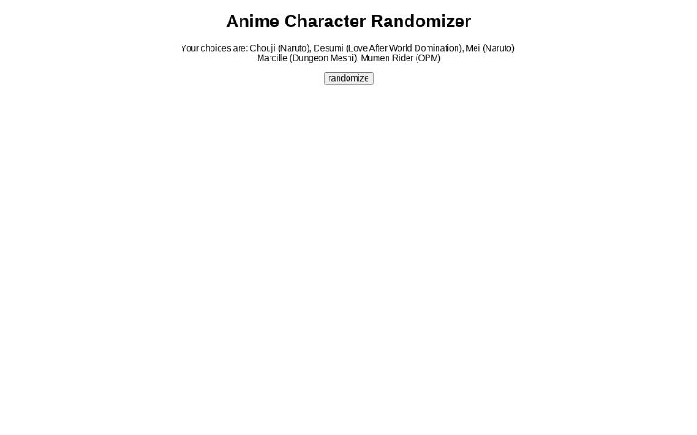 Anime Character Randomizer ― Perchance Generator