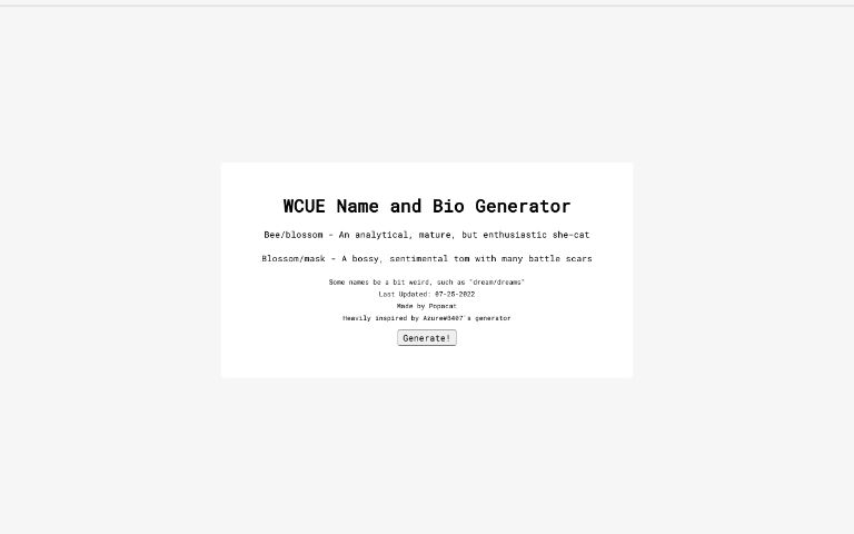 WCUE Name and Bio Generator
