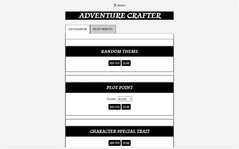 Adventure Crafter ― Perchance Generator