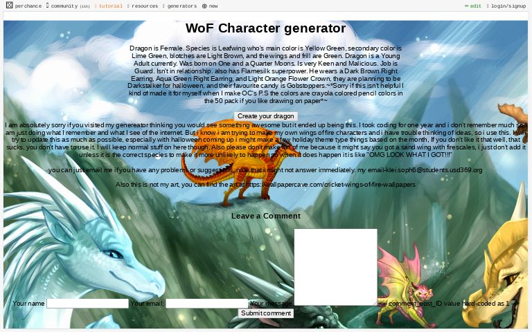 WoF Character generator