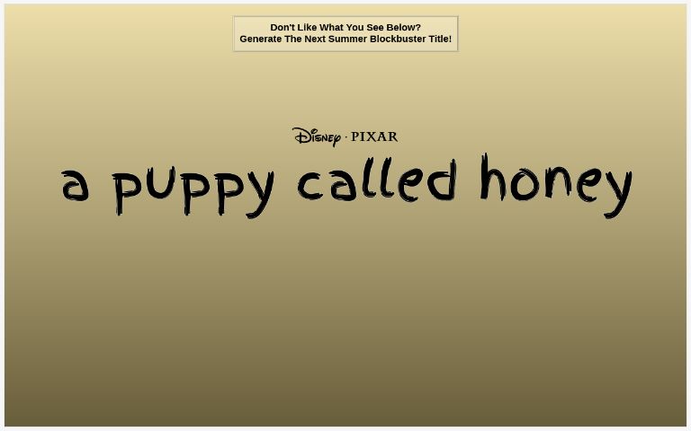 Disney Pixar Movie Titles ― Perchance Generator