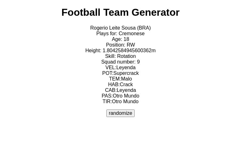 Football Team Generator