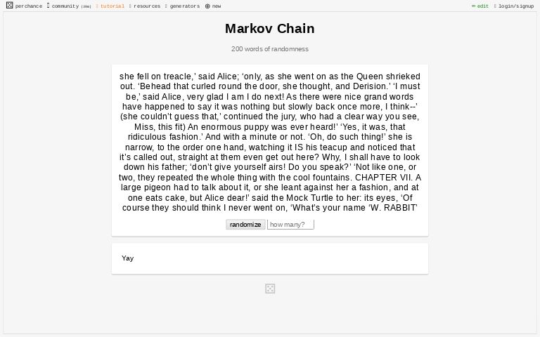 Markov Chain ― Perchance Generator