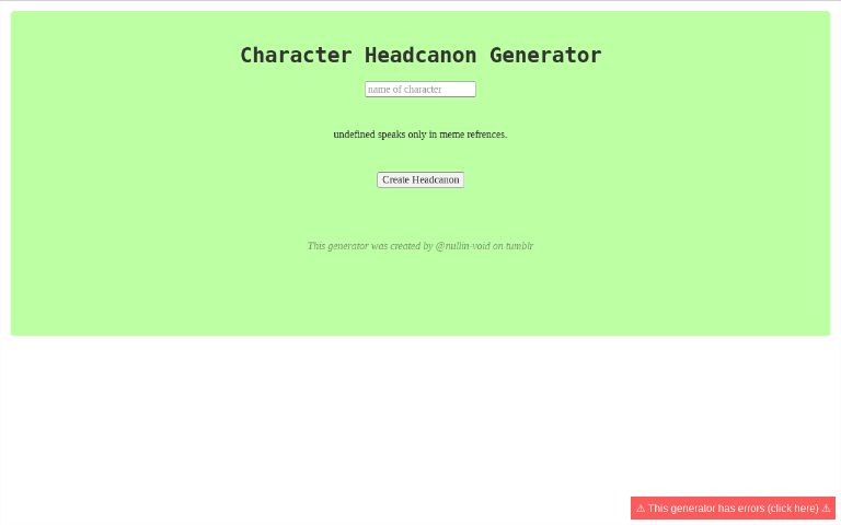 Character Headcanon Generator