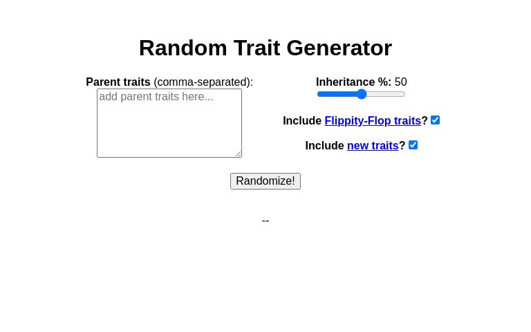 Random Trait Generator