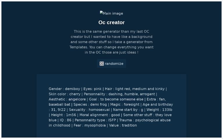 Oc creator ― Perchance Generator
