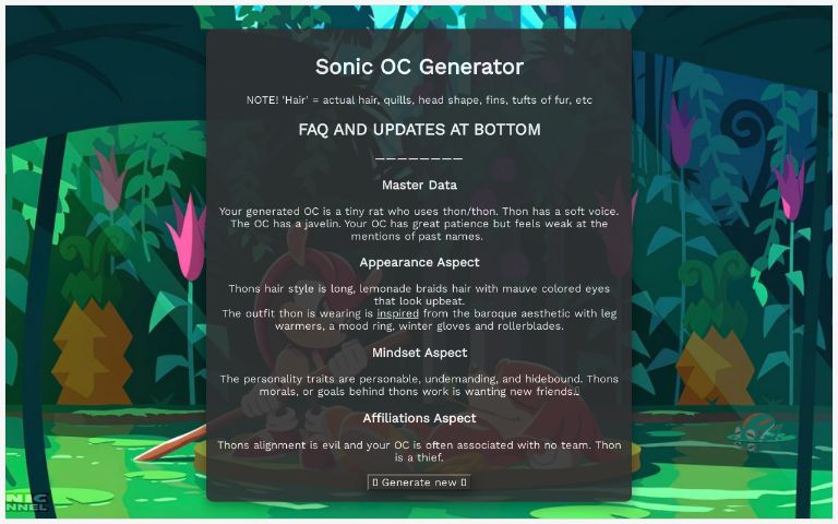 Sonic OC Generator