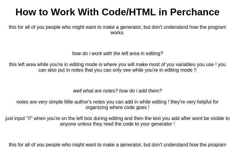 How to Work With Code/HTML in Perchance ― Perchance Generator