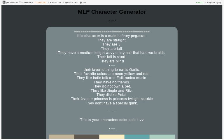 MLP Character Generator