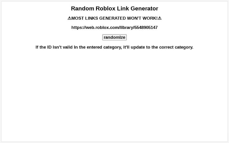 Random Roblox Link Generator