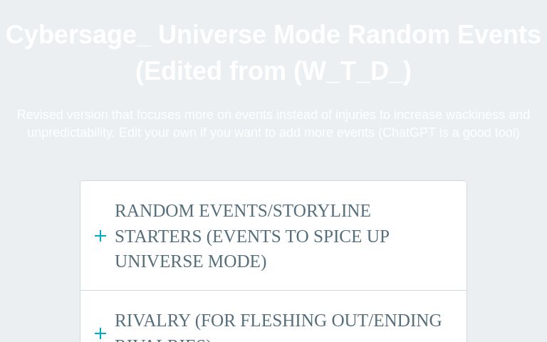 Cybersage_ Universe Mode Random Events (Edited from (W_T_D_) ― Perchance Generator