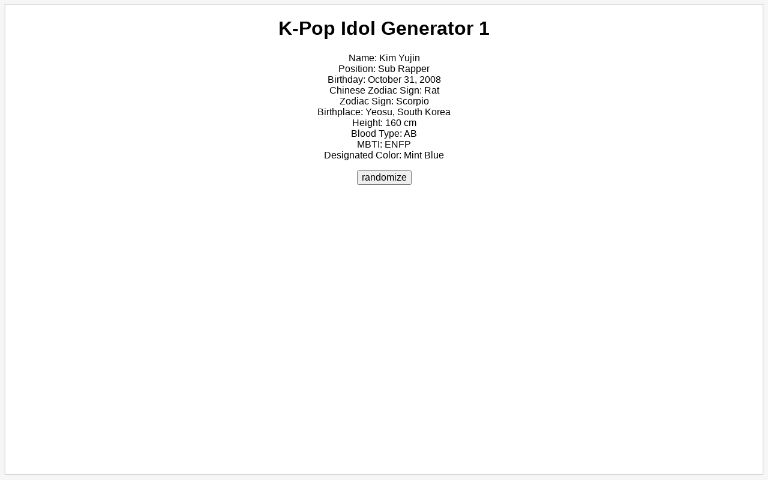 K-Pop Idol Generator 1