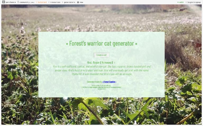 Forest's warrior cat generator •