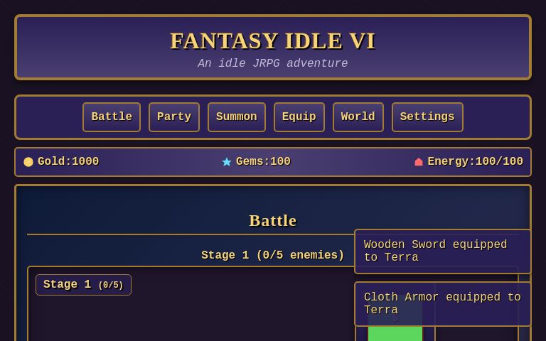 FANTASY IDLE VI ― Perchance Generator