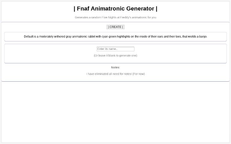 Fnaf Animatronic Generator