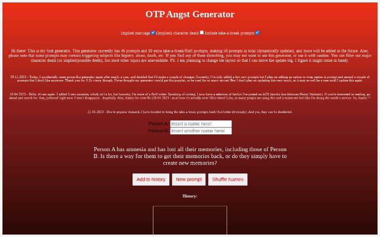 💔 OTP Angst Generator 💔