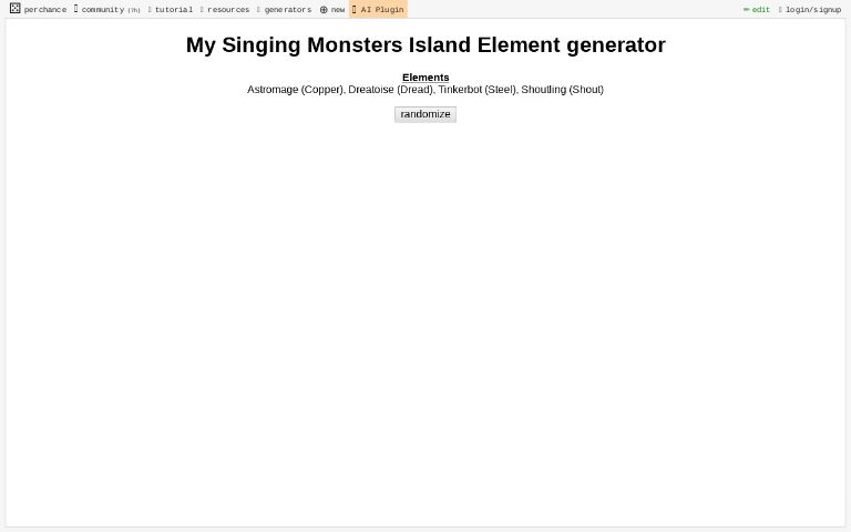 My Singing Monsters Island Element generator