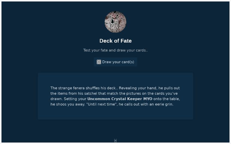 Deck of Fate ― Perchance Generator