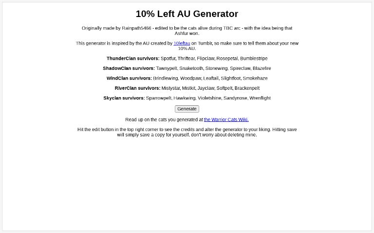 10% Left AU Generator