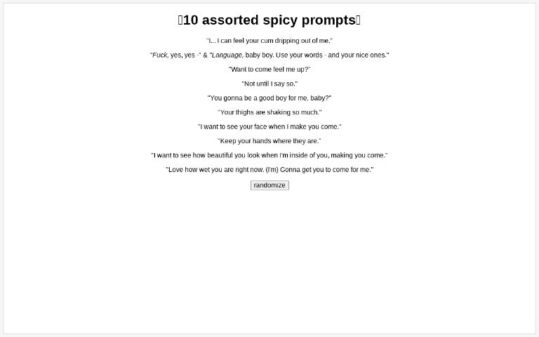 💫10 assorted spicy prompts💫 ― Perchance Generator
