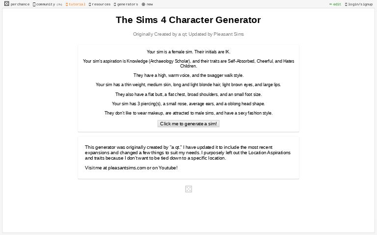 The Sims 4 Character Generator