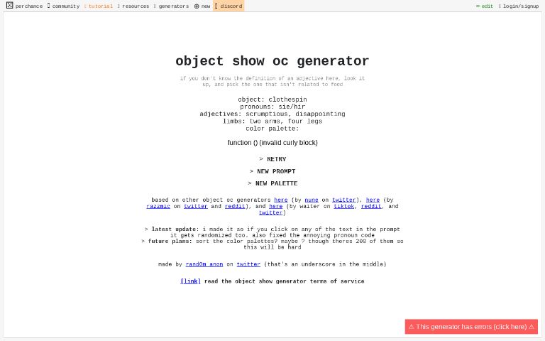 object show oc generator