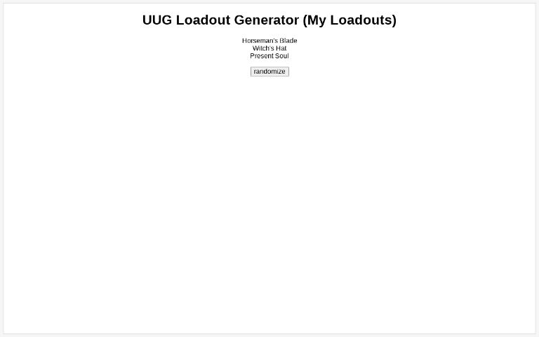 UUG Loadout Generator (My Loadouts)