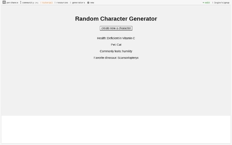 Random Character Generator
