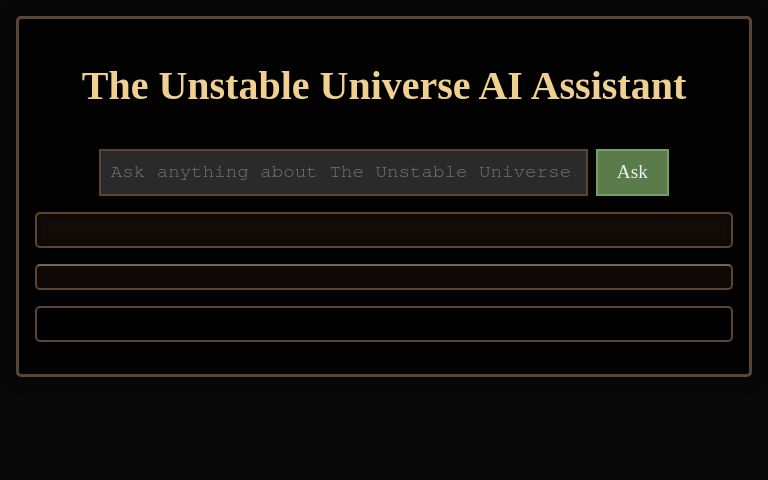 The Unstable Universe AI Assistant ― Perchance Generator