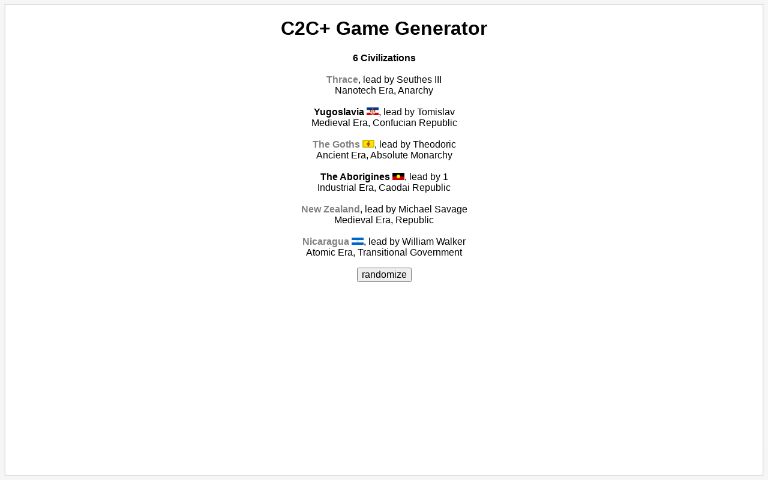 C2C+ Game Generator