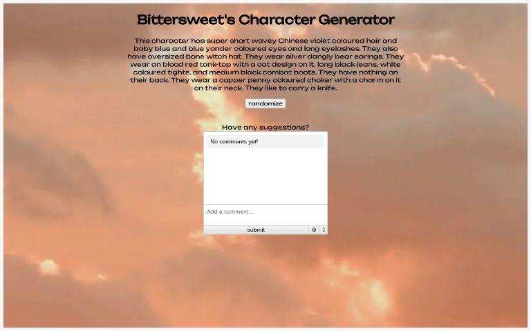 Bittersweet's Character Generator