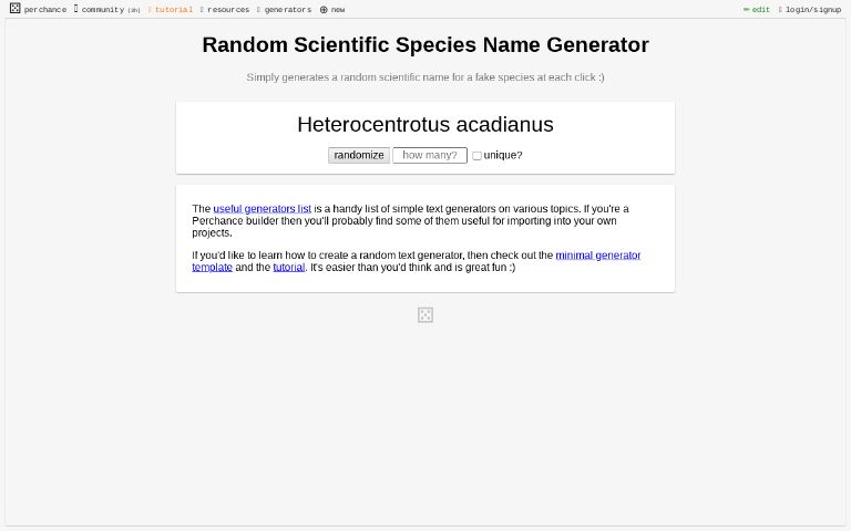 Random Scientific Species Name Generator