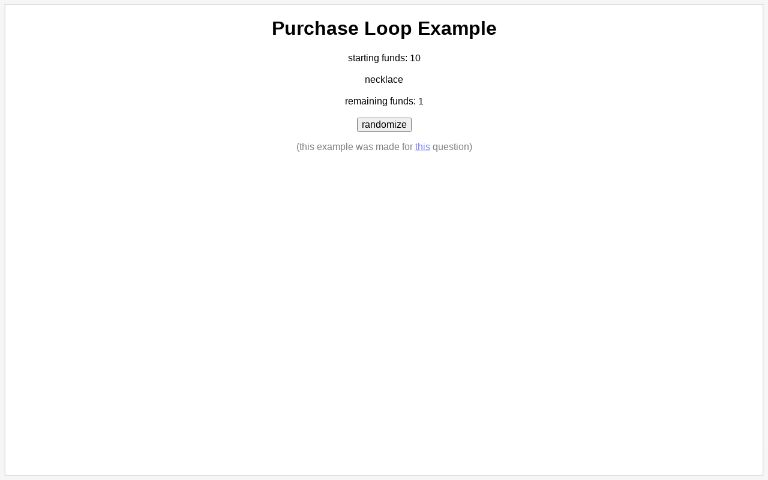 Purchase Loop Example ― Perchance Generator