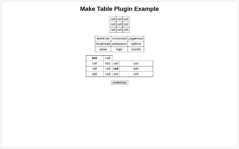Make Table Plugin Example