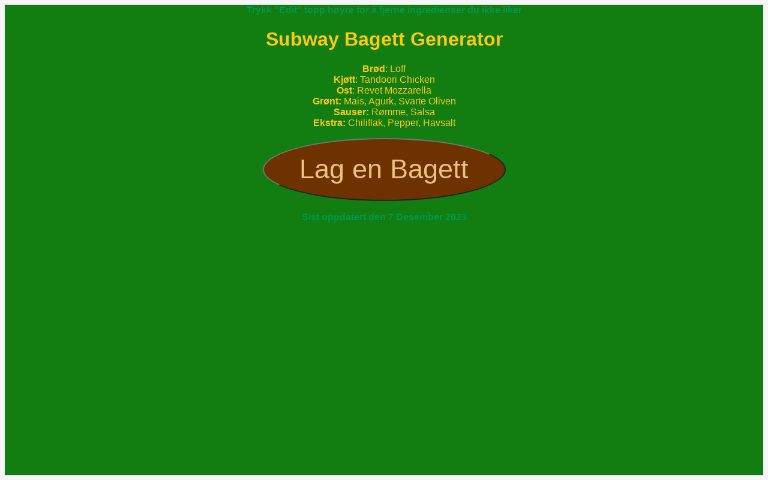 Subway Bagett Generator