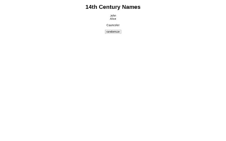14th Century Names ― Perchance Generator