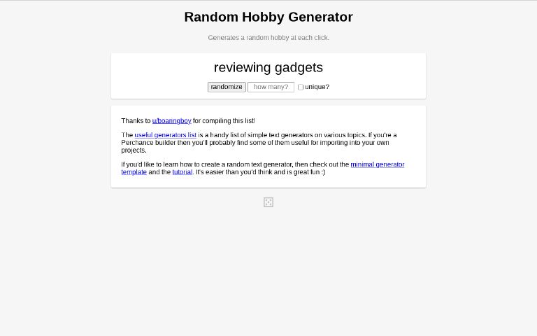Random Hobby Generator