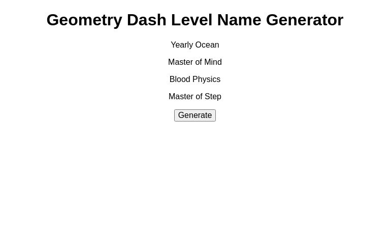Geometry Dash Level Name Generator