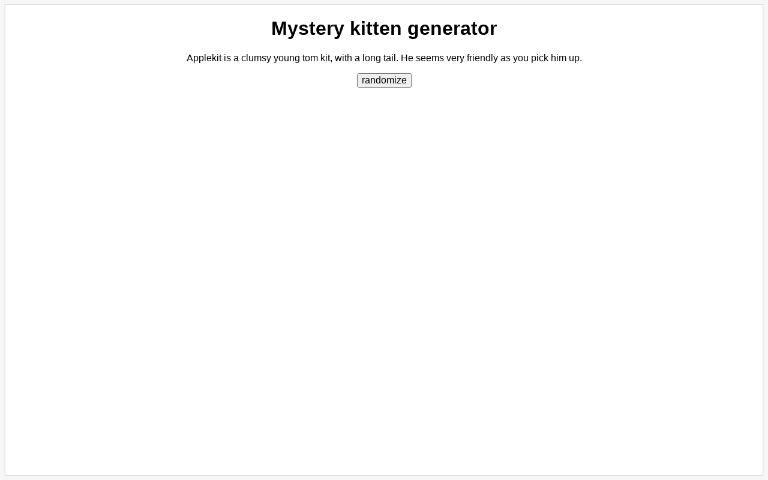 Mystery kitten generator