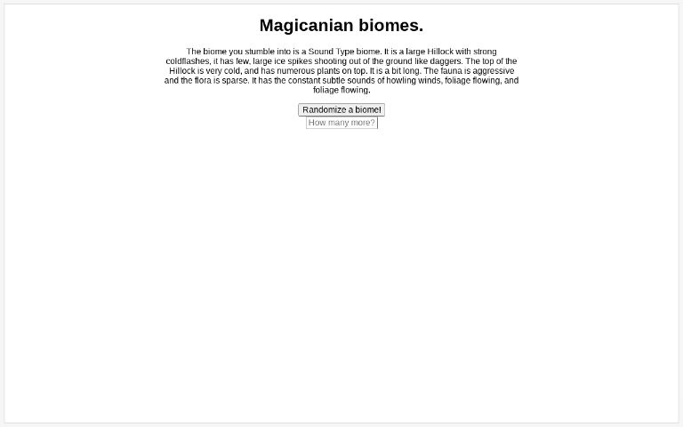 Magicanian biomes. ― Perchance Generator