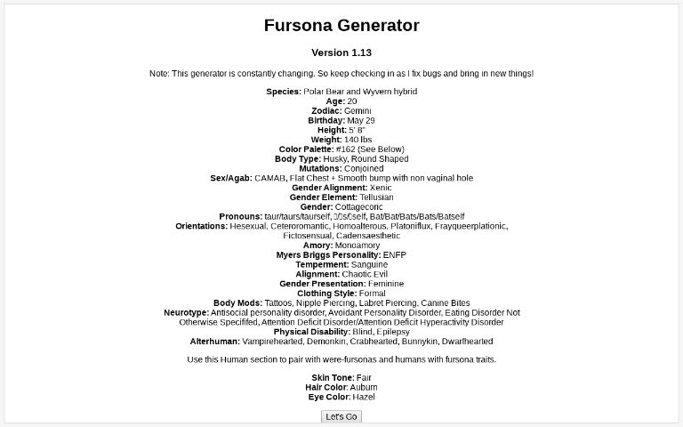 Fursona Generator