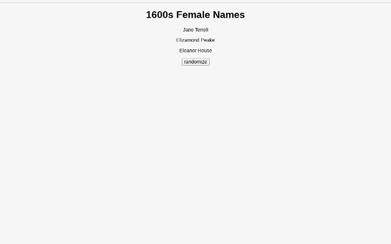 1600s Female Names ― Perchance Generator